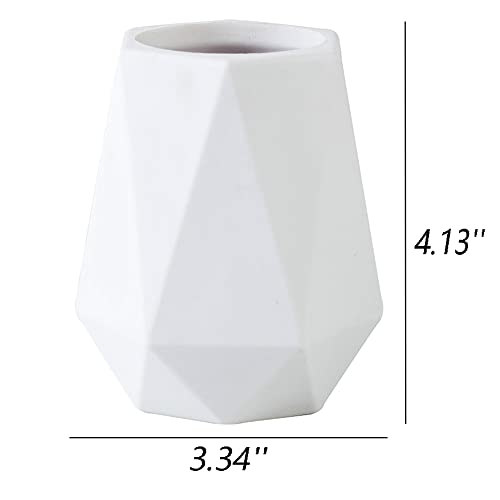 YOSCO Silicone Pen Holder Stand for Desk Cute Geometric Desk Pencil Cup Pot Desktop Organizer Makeup Brush Holder (White)