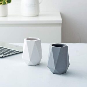 YOSCO Silicone Pen Holder Stand for Desk Cute Geometric Desk Pencil Cup Pot Desktop Organizer Makeup Brush Holder (White)