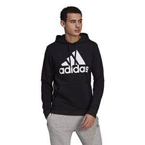 adidas men's essentials fleece big logo hoodie, black/white, medium