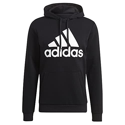 adidas Men's Essentials Fleece Big Logo Hoodie, Black/White, Medium