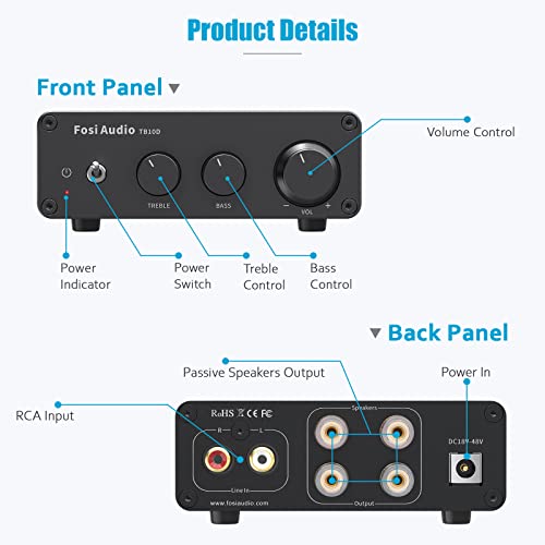 Fosi Audio TB10D 600W TPA3255 Power Amplifier Home Audio HiFi Stereo Class D Digital 2 Channel Integrated Mini Passive Speaker Amp