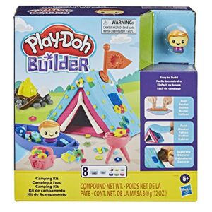 play-doh builder camping kit building toy for kids 5 years and up with 8 cans of non-toxic modeling compound - easy to build diy craft set