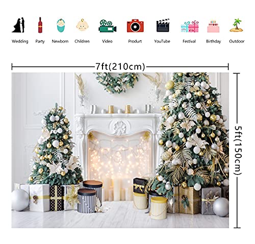 WOLADA 7x5FT Fireplace Backdrop Christmas Backdrop Fireplace Backdrops for Photography Xmas Home Party Decoration Backdrop Christmas Wall Backdrop Kids Christmas Photo Backdrop 11973