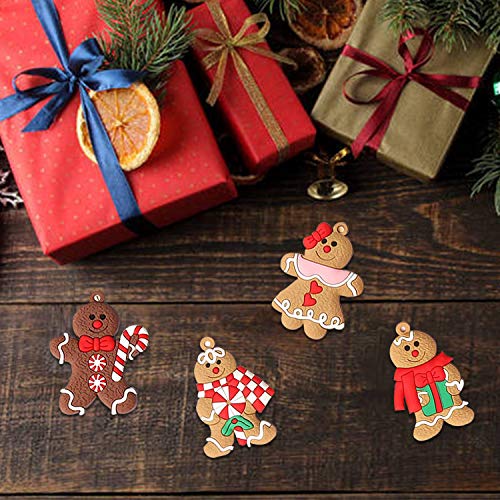 GuassLee 12 Pack Gingerbread Man Ornaments for Christmas Tree Decorations, 3 inch Tall Gingerman Hanging Charms Christmas Tree Ornament Holiday Decorations