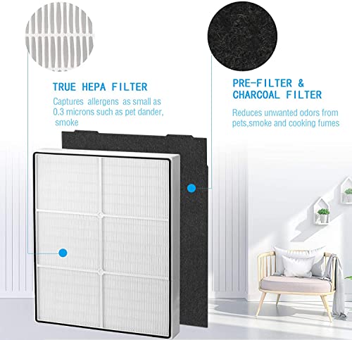 UOUOLONUN 510 & 450 Replacement Filter - Compatible with Whirlpool Whispure 8171434K 1183054K 1183054 AP300 AP350 AP450 AP510 Air purifiers, 1 True HEPA Filter + 4 Carbon Filters