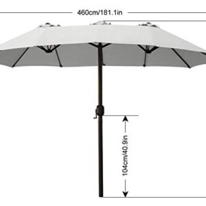 ABCCANOPY 15FT Double-Sided Aluminum Table Patio Umbrella Garden Large Umbrella,Swimming Pool 12+Colors,Light Gray