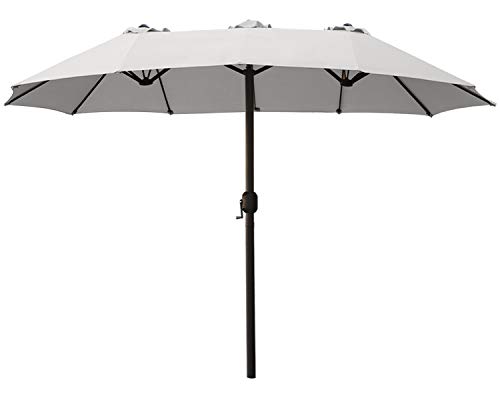 ABCCANOPY 15FT Double-Sided Aluminum Table Patio Umbrella Garden Large Umbrella,Swimming Pool 12+Colors,Light Gray