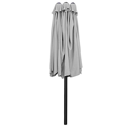 ABCCANOPY 15FT Double-Sided Aluminum Table Patio Umbrella Garden Large Umbrella,Swimming Pool 12+Colors,Light Gray