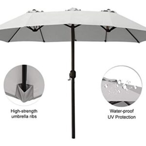 ABCCANOPY 15FT Double-Sided Aluminum Table Patio Umbrella Garden Large Umbrella,Swimming Pool 12+Colors,Light Gray