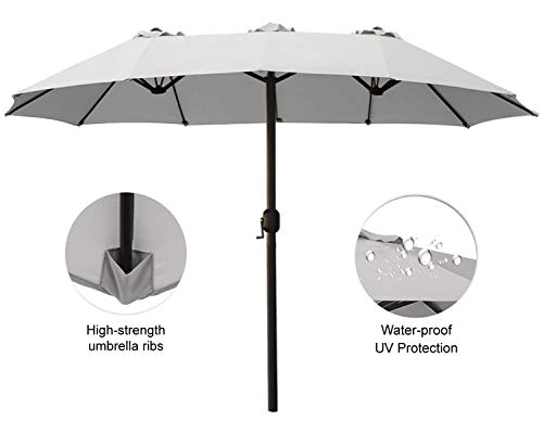 ABCCANOPY 15FT Double-Sided Aluminum Table Patio Umbrella Garden Large Umbrella,Swimming Pool 12+Colors,Light Gray