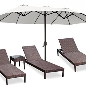 ABCCANOPY 15FT Double-Sided Aluminum Table Patio Umbrella Garden Large Umbrella,Swimming Pool 12+Colors,Light Beige