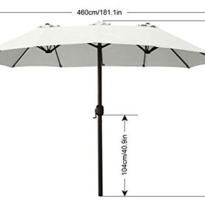 ABCCANOPY 15FT Double-Sided Aluminum Table Patio Umbrella Garden Large Umbrella,Swimming Pool 12+Colors,Light Beige