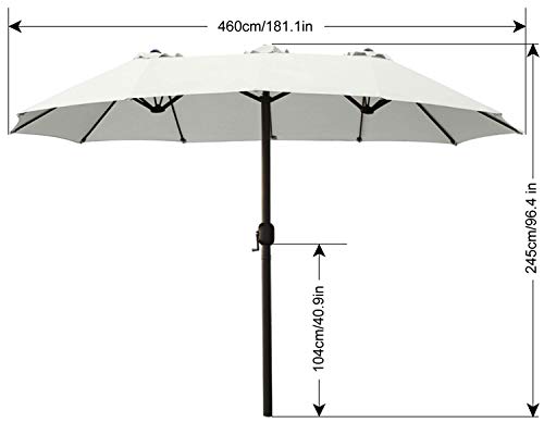 ABCCANOPY 15FT Double-Sided Aluminum Table Patio Umbrella Garden Large Umbrella,Swimming Pool 12+Colors,Light Beige