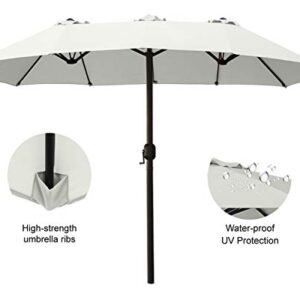 ABCCANOPY 15FT Double-Sided Aluminum Table Patio Umbrella Garden Large Umbrella,Swimming Pool 12+Colors,Light Beige