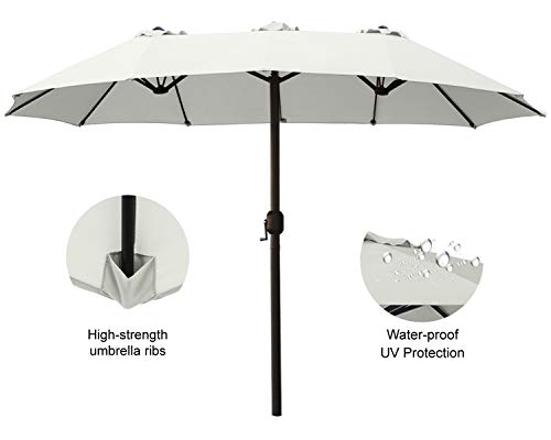 ABCCANOPY 15FT Double-Sided Aluminum Table Patio Umbrella Garden Large Umbrella,Swimming Pool 12+Colors,Light Beige