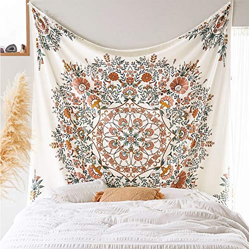 LANG XUAN Mandala Tapestry Wall Hanging Flower Psychedelic Tapestry Wall Hanging Decor for Living Room Bedroom Bohemian Plant Print (Green, 51.18" x 59.06")