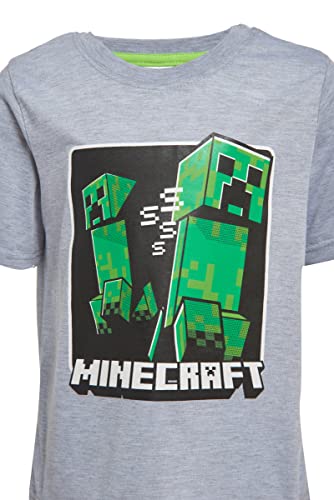 Minecraft Boys Creepers 3 Piece T-Shirt Tank Top Short Set (Gray Heather, 4)