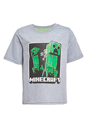 Minecraft Boys Creepers 3 Piece T-Shirt Tank Top Short Set (Gray Heather, 4)