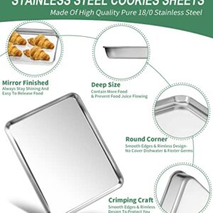 Baking Sheets Set of 2, HKJ Chef Cookie Sheets 2 Pieces & Stainless Steel Baking Pans & Toaster Oven Tray Pans, Rectangle Size 18 x 13 x 1 inch, Non Toxic & Healthy & Easy to Clean