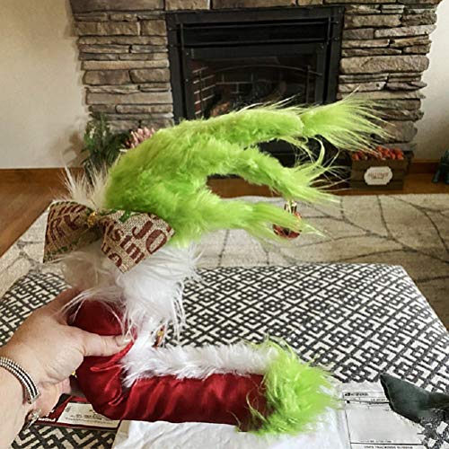 Newooh Furry Green Grinch Arm Ornament Holder for The Christmas Tree for Christmas Home Party Christmas Decorations Xmas Tree Ornament Pendant Christmas Tree Topper