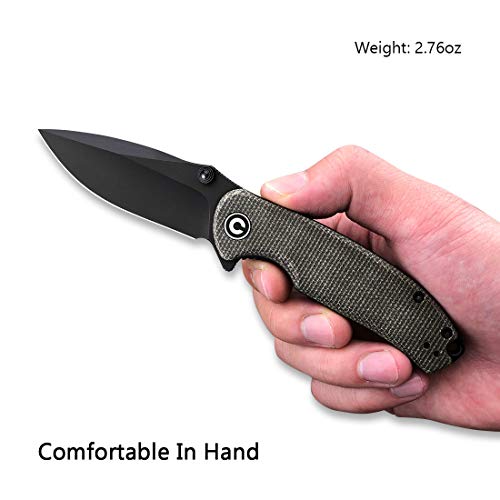 CIVIVI Pintail Flipper Pocket Knife for EDC, Liner Lock Knife 2.97'' S35VN Blade Dark Green Micarta Handle C2020C