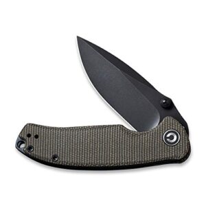 CIVIVI Pintail Flipper Pocket Knife for EDC, Liner Lock Knife 2.97'' S35VN Blade Dark Green Micarta Handle C2020C