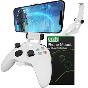 xbox series x controller mobile gaming clip, xbox controller phone mount adjustable phone holder clamp compatible with xbox series x|s, xbox one, xbox one s, xbox one x-robot white