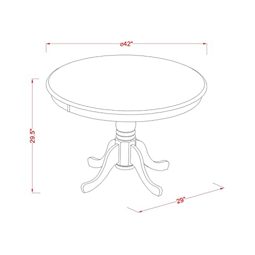 East West Furniture HBT-AWA-TP Hartland Dining Table - a Round Wooden Table Top with Pedestal Base, 42x42 Inch, Walnut