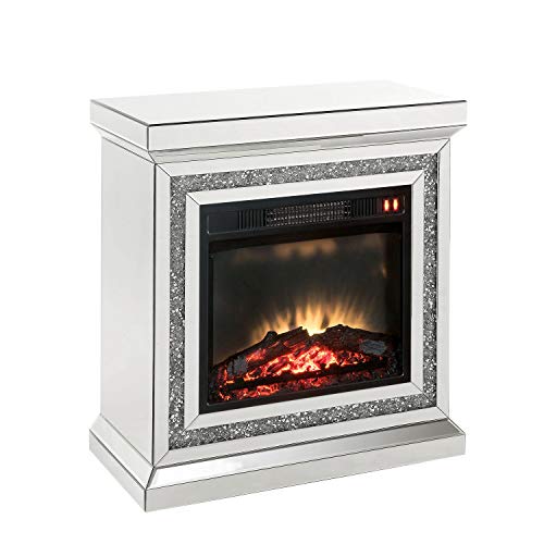 Noralie Fireplace in Mirrored & Faux Diamonds