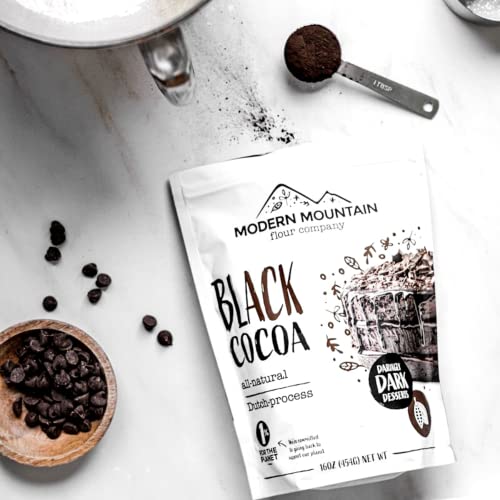 Black Cocoa Powder (1 lb) Bake the Darkest Chocolate Baked Goods, Achieve Rich Chocolate Flavor, All-Natural Substitute for Black Food Coloring, Dutch Processed Cocoa Powder, Fair Trade Certified, Unsweetened, Extra Dark