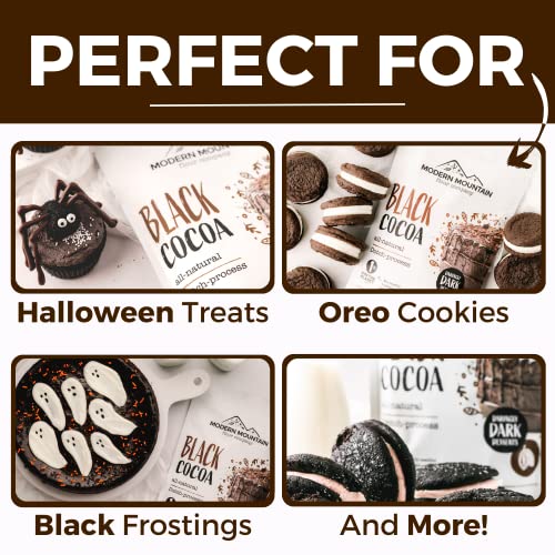 Black Cocoa Powder (1 lb) Bake the Darkest Chocolate Baked Goods, Achieve Rich Chocolate Flavor, All-Natural Substitute for Black Food Coloring, Dutch Processed Cocoa Powder, Fair Trade Certified, Unsweetened, Extra Dark