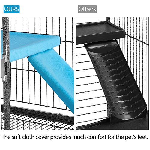 Yaheetech Rolling 2-Story Ferret Cage Small Animal Cage for Chinchilla Adult Rats Metal Critter Nation Cage w/ 2 Removable Ramps/Platforms Black