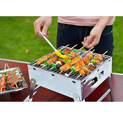 TWDYC Charcoal Grill Barbecue Portable BBQ Stainless Steel Folding BBQ Grill Camping Grill Tabletop Grill for Portable Camping Cooking Small Grill