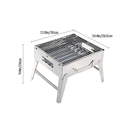 TWDYC Charcoal Grill Barbecue Portable BBQ Stainless Steel Folding BBQ Grill Camping Grill Tabletop Grill for Portable Camping Cooking Small Grill