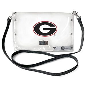 littlearth womens ncaa georgia bulldogs clear envelope purse with black fashion strap, clear, 10" x 6.5" x 0.5", (101312-uga-strap)