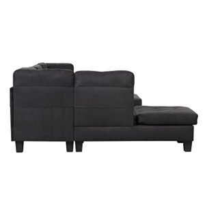 Casa Andrea Milano 3 Piece Modern Tufted Micro Suede L Shaped Sectional Sofa Couch with Reversible Chaise & Ottoman, Large