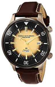 orient men's stainless steel japanese automatic diving watch with leather strap, brown, 20 (model: ra-aa0d04g0hb)