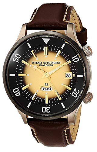 Orient Men's Stainless Steel Japanese Automatic Diving Watch with Leather Strap, Brown, 20 (Model: RA-AA0D04G0HB)