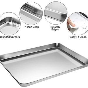 Stainless Steel Baking Sheet Tray Cooling Rack with Silicone Baking Mat Set, Cookie Pan with Cooling Rack, Set of 9 (3 Sheets + 3 Racks + 3 Mats), Non Toxic, Heavy Duty & Easy Clean