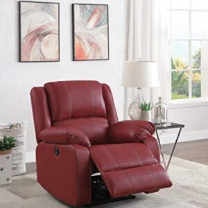 Acme Furniture PU Upholstered Power Recliner with USB Port, Red