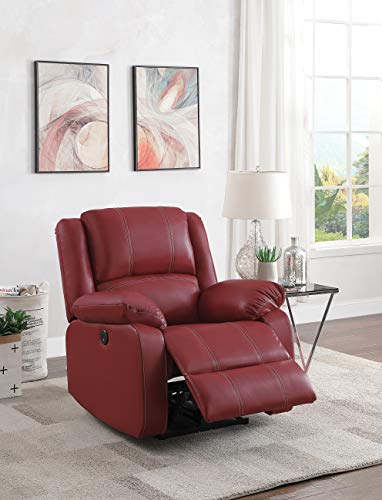 Acme Furniture PU Upholstered Power Recliner with USB Port, Red