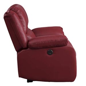 Acme Furniture PU Upholstered Power Recliner with USB Port, Red