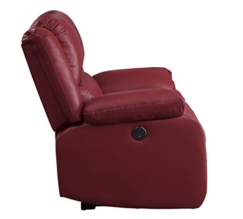 Acme Furniture PU Upholstered Power Recliner with USB Port, Red