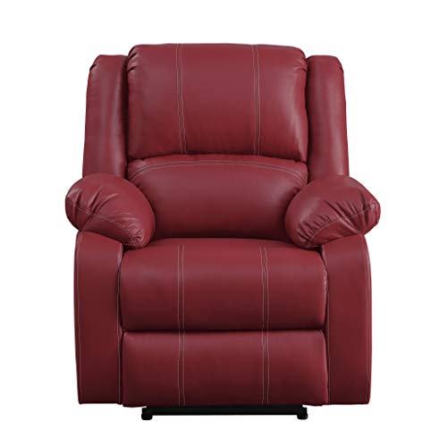 Acme Furniture PU Upholstered Power Recliner with USB Port, Red