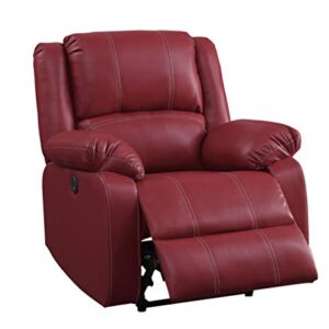 Acme Furniture PU Upholstered Power Recliner with USB Port, Red