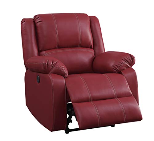 Acme Furniture PU Upholstered Power Recliner with USB Port, Red