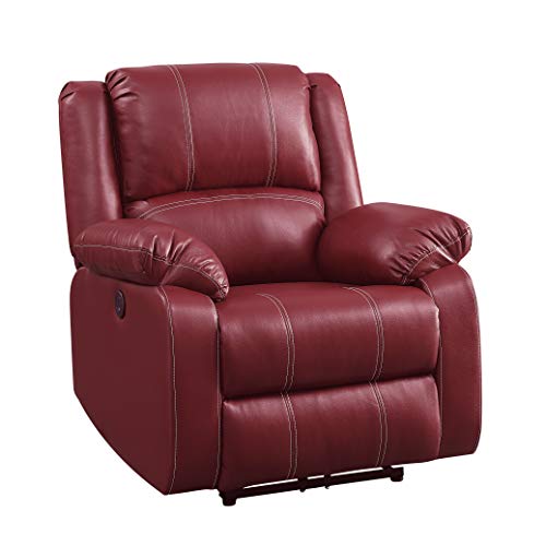 Acme Furniture PU Upholstered Power Recliner with USB Port, Red