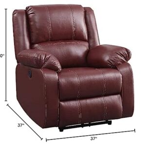 Acme Furniture PU Upholstered Power Recliner with USB Port, Red