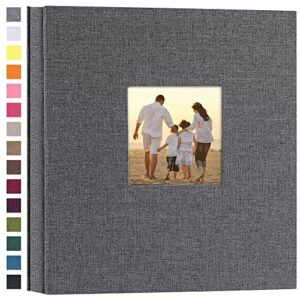 potricher linen hardcover photo album 4x6 1000 photos large capacity for family wedding anniversary baby vacation (gray, 1000 pockets)