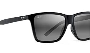 Maui Jim Men's and Women's Cruzem Polarized Rectangular Sunglasses, Black Gloss/Neutral Grey, Medium